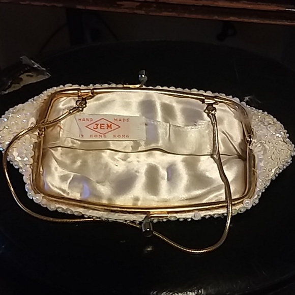 JEM | Bags | Vintage Jem Beaded Evening Bag In Cream And White | Poshmark